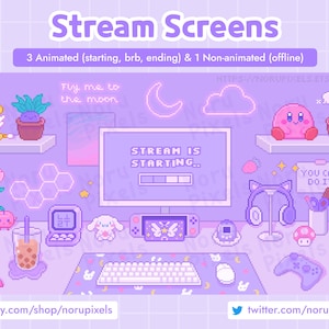 Animated Stream Screens Kawaii Purple Gamer Desk | Aesthetic Cute ...