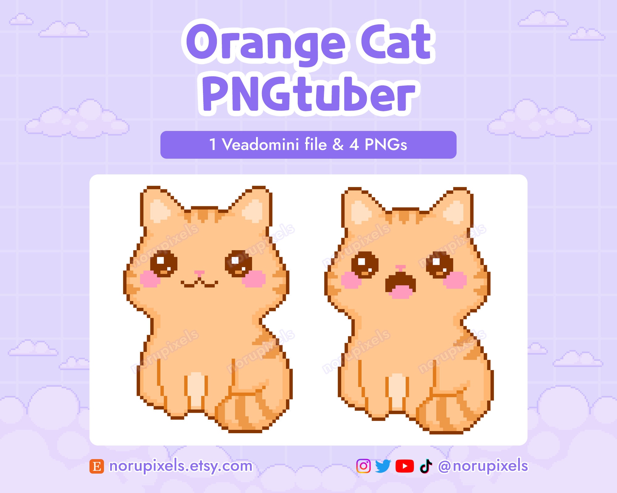 Orange Cat Pngtuber Veadotube Mini for Twitch Stream OBS Discord ...
