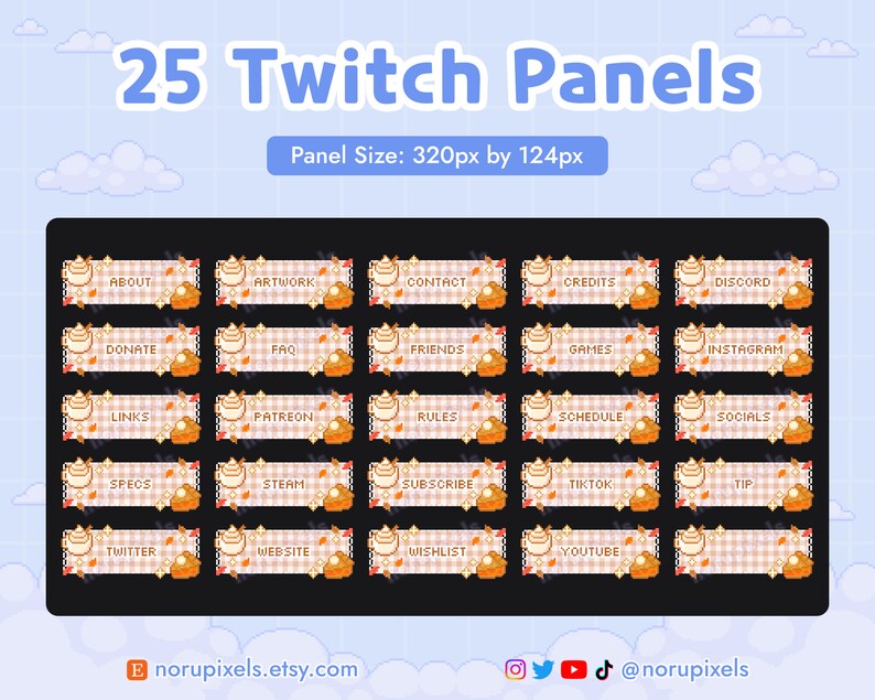 Autumn Pumpkin Pie Twitch Stream Overlay Package Cozy Fall Cottagecore Animated Stream Screens ...