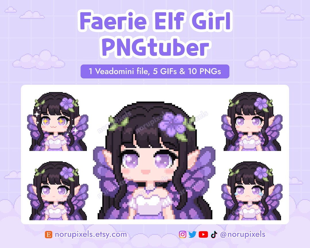 Purple Faerie Girl Pngtuber Veadotube Mini for Twitch Streamer | Elf ...