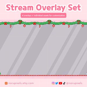 Christmas Stream Overlay Set for Twitch | Candy Cane Holiday Twitch ...