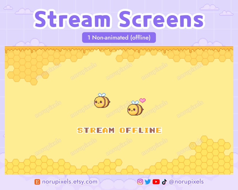 Bee Twitch Stream Overlay Package Honey Bee Animated Stream Screens ...