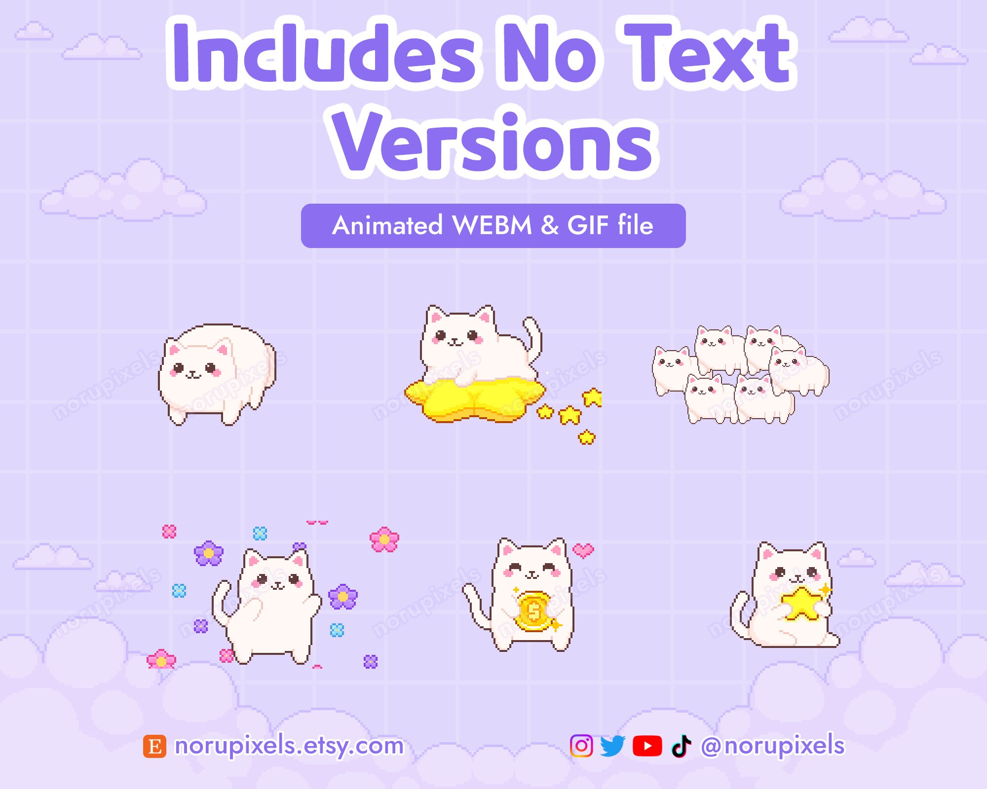 Animated White Cat Twitch Stream Alerts Pack Cat Raid Stream Alert ...