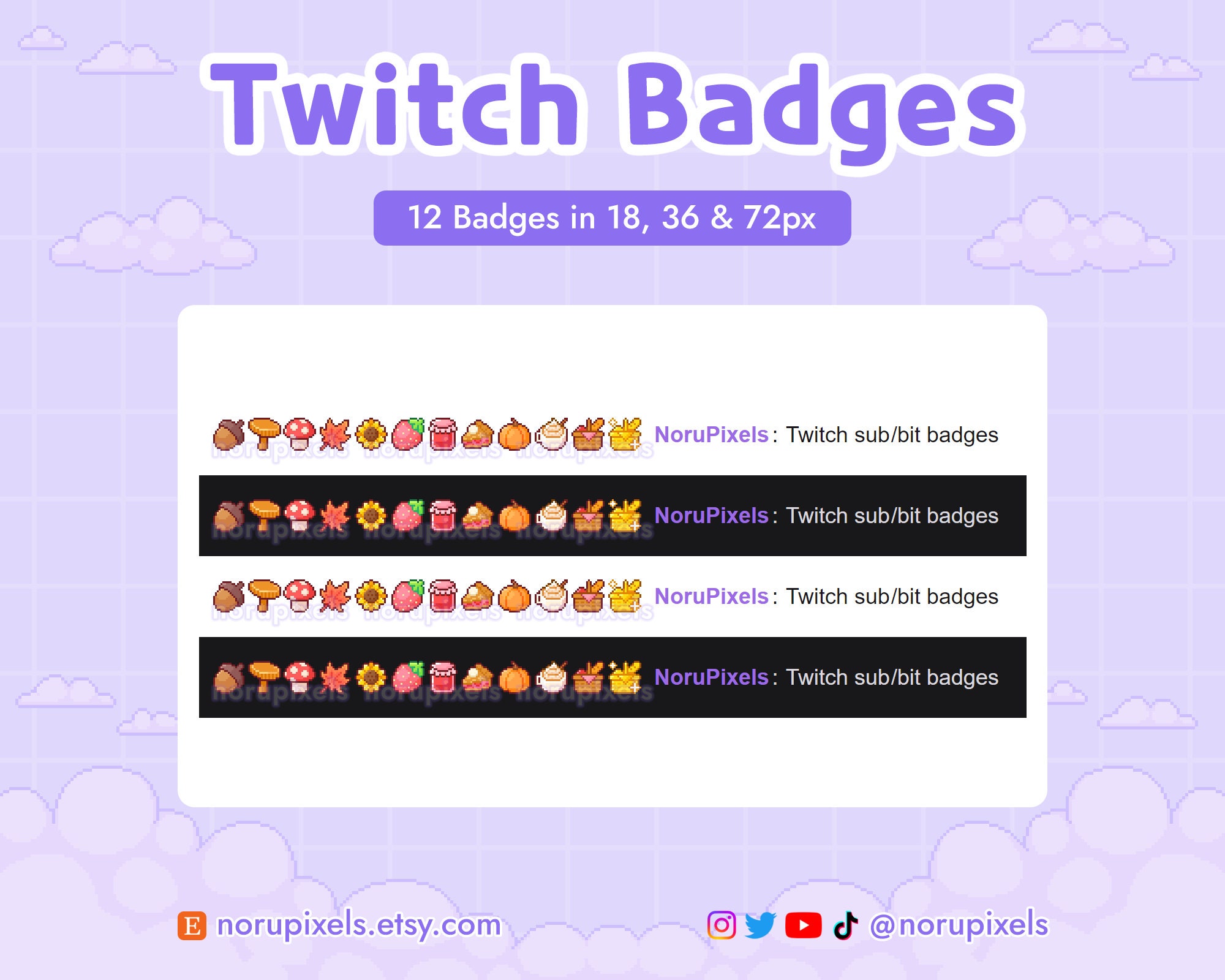 Autumn Cottagecore Pixel Art Twitch Sub Badges Mushroom Pumpkin Spice ...
