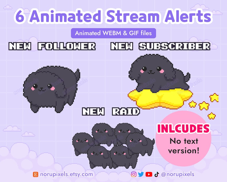 Animated Black Poodle Dog Twitch Alert Stream Alert Cute Dog - Etsy