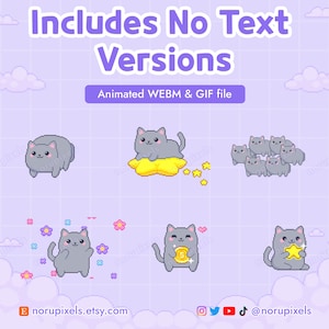 Animated Grey Cat Twitch Stream Alerts Pack | Cat Raid Stream Alert ...