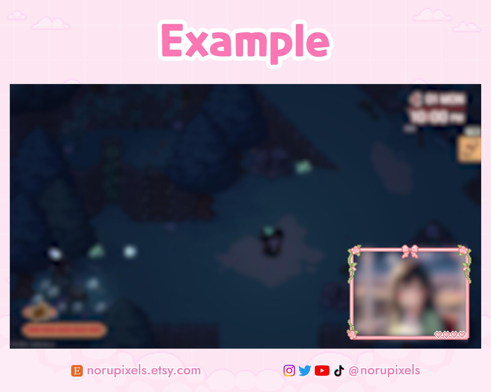 Ribbon Rose Webcam Border for Twitch Stream | Kawaii Twitch Animated ...