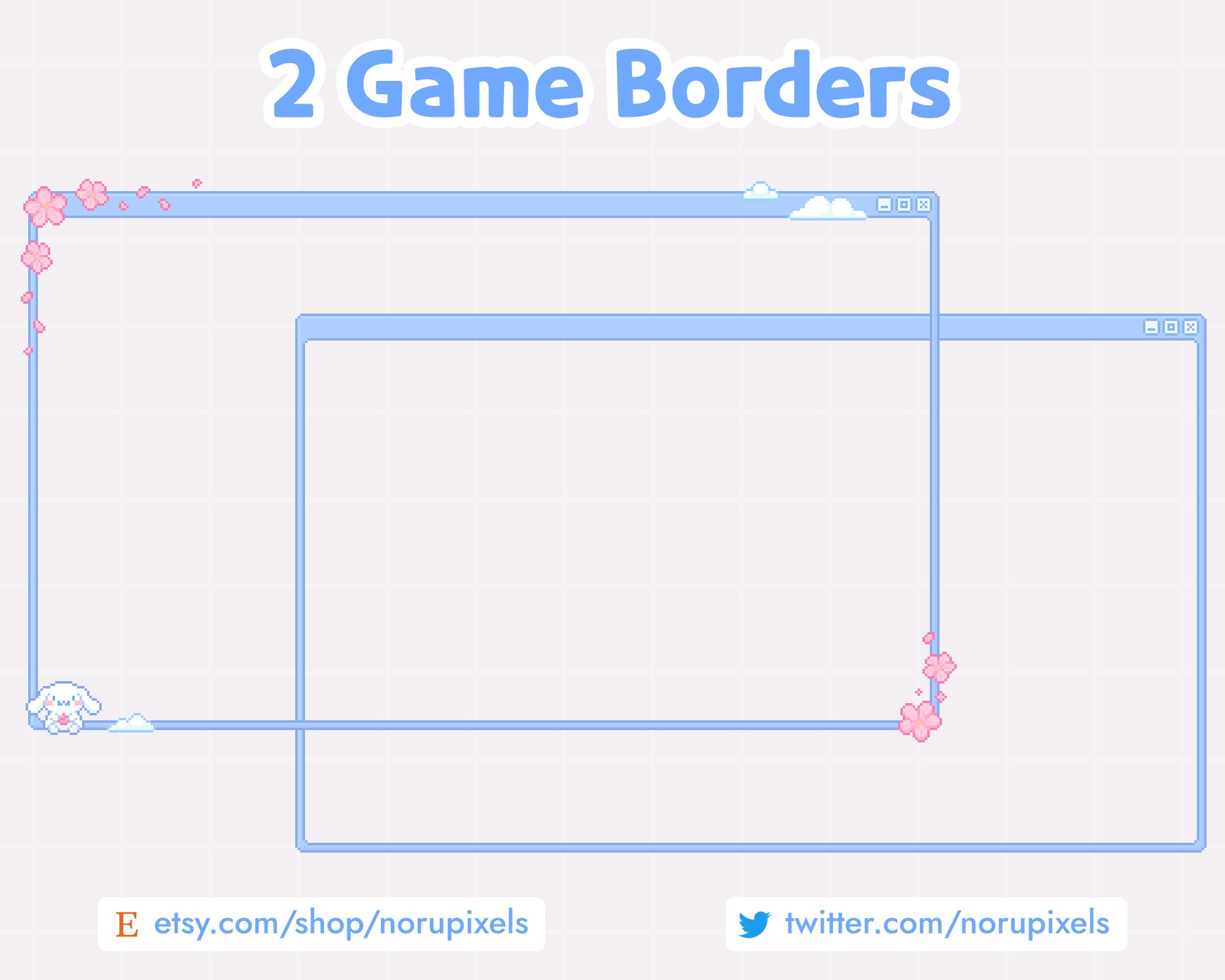 Clouds and Cherry Blossoms Twitch Stream Overlay Set Sakura Pixel 8 Bit ...