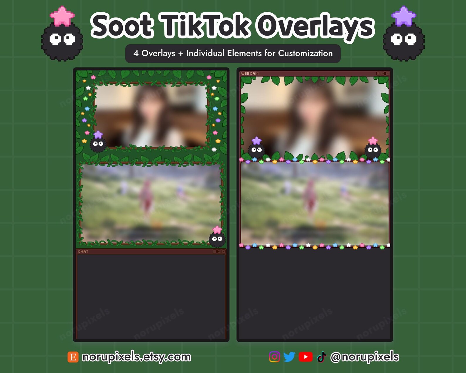 Forest Soot Tiktok Live Overlays | Kawaii Cozy Tiktok Stream Overlays ...