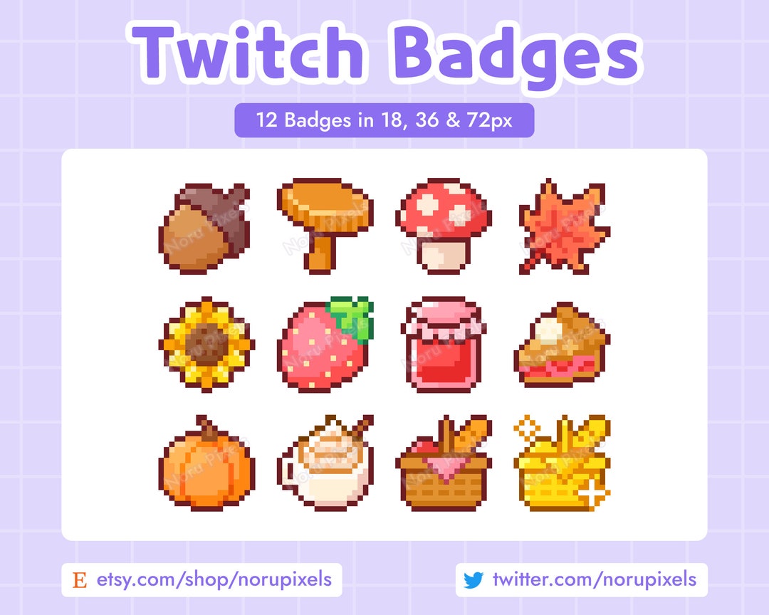 Autumn Cottagecore Pixel Art Twitch Sub Badges Mushroom - Etsy Australia