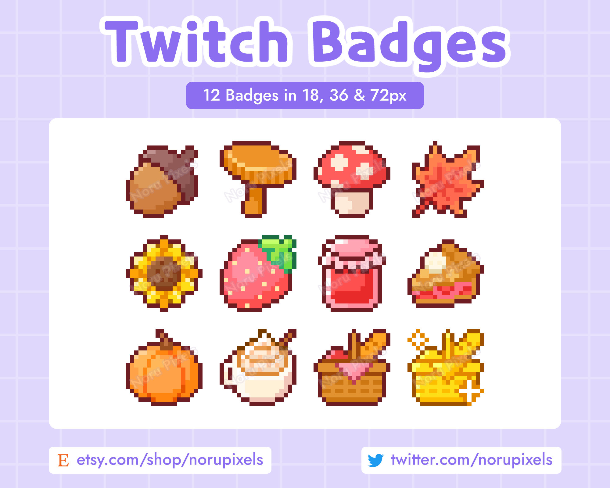 Autumn Cottagecore Pixel Art Twitch Sub Badges Mushroom - Etsy Australia