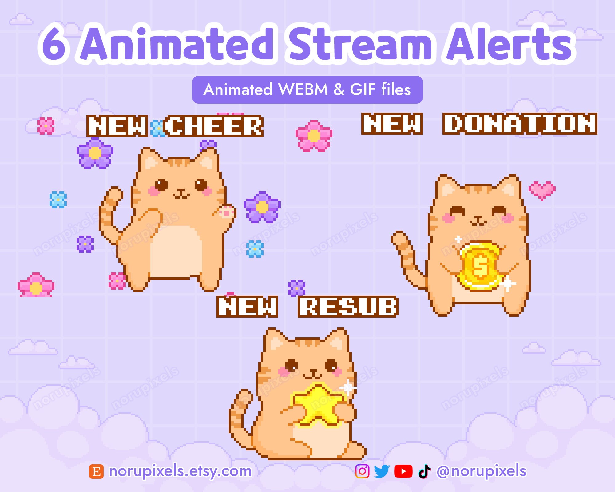 Orange Cat Twitch Stream Alerts Pack | Orange Tabby Cat Stream Alerts ...