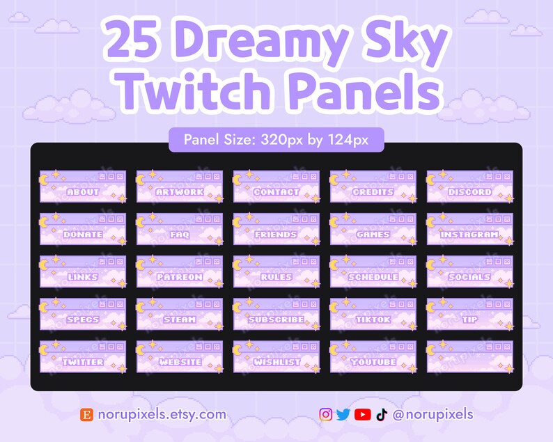 Pastel Aesthetic Pop up Box Window Twitch Panels | Purple Moon Sky ...
