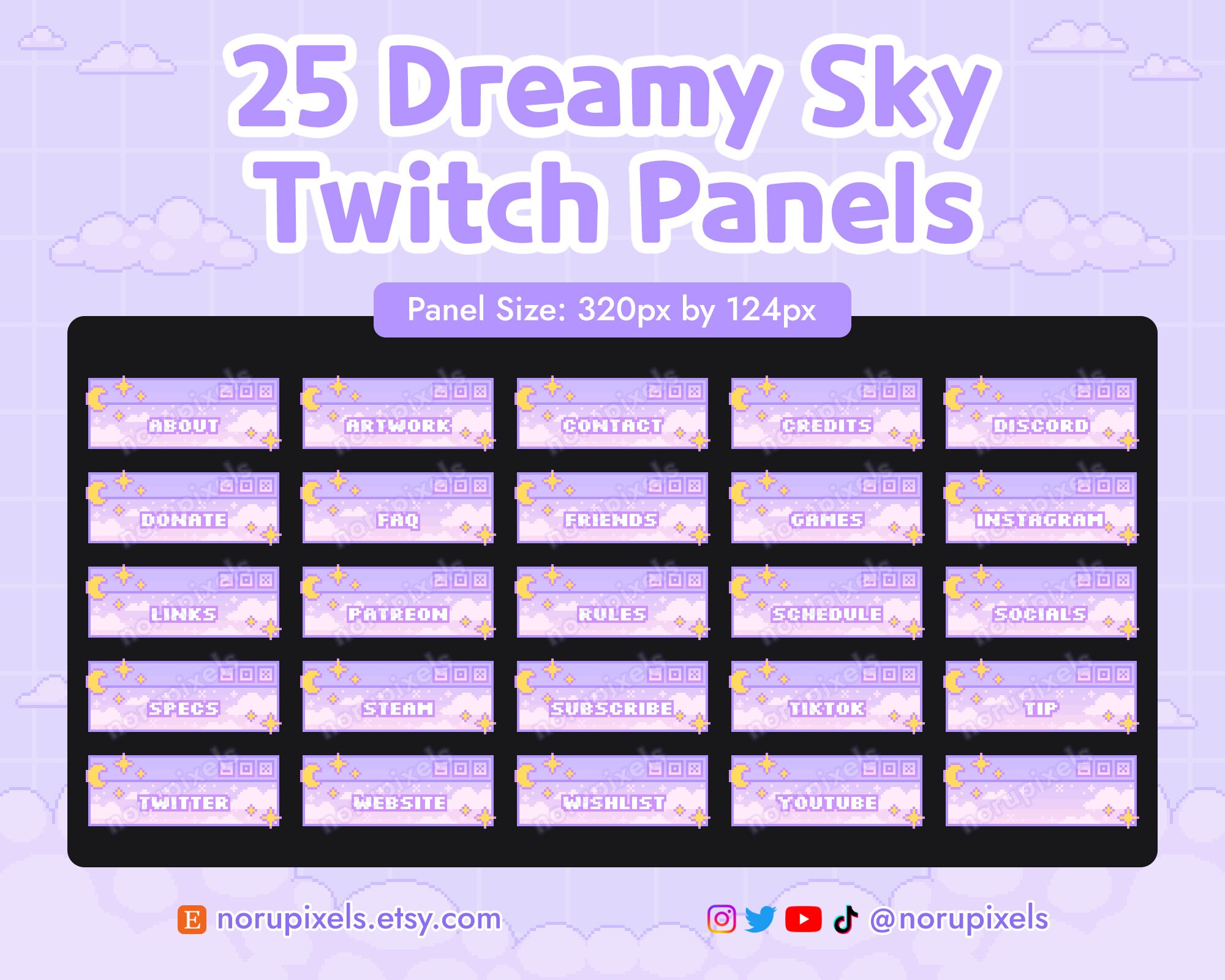Pastel Aesthetic Pop up Box Window Twitch Panels | Purple Moon Sky ...
