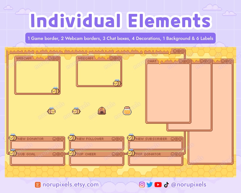 Bee Twitch Stream Overlay Package | Honey Bee Animated Stream Screens ...