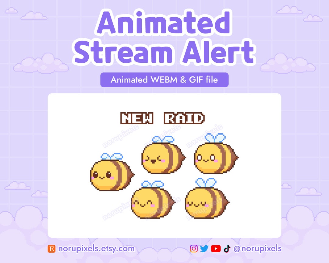 Cute Bee Raid Stream Alert | Pixel Bee Animated Twitch Alerts - Etsy