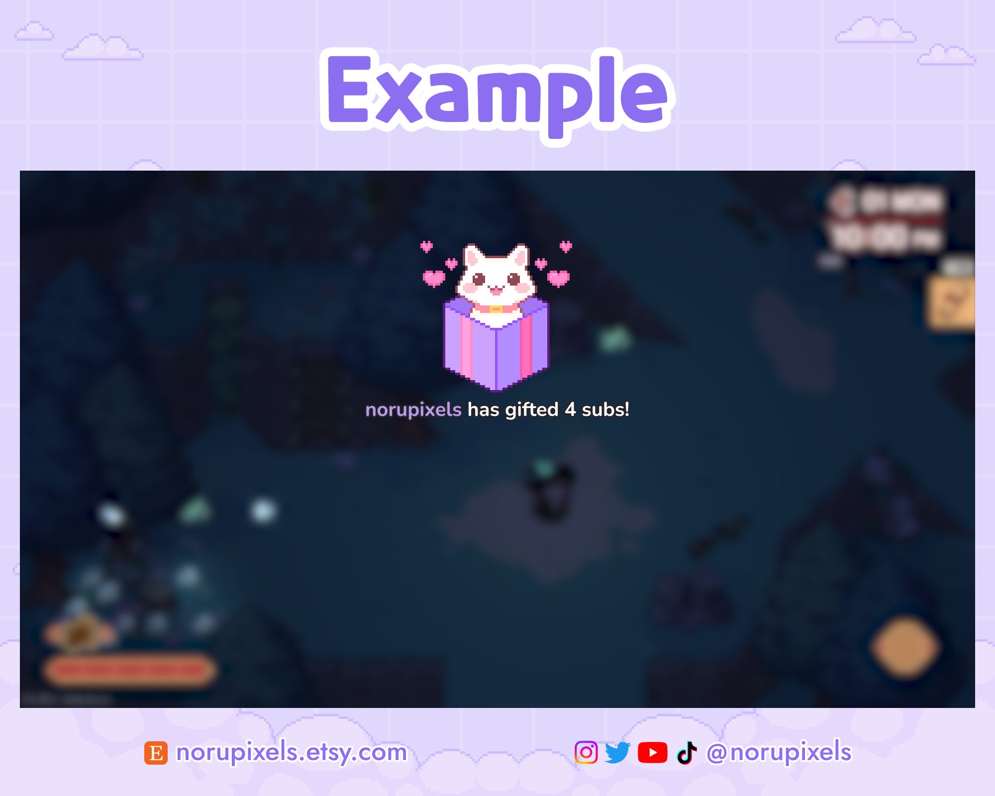 Cute Pixel Gift Cat Stream Alert Animated Gifted Sub Alert for Twitch ...