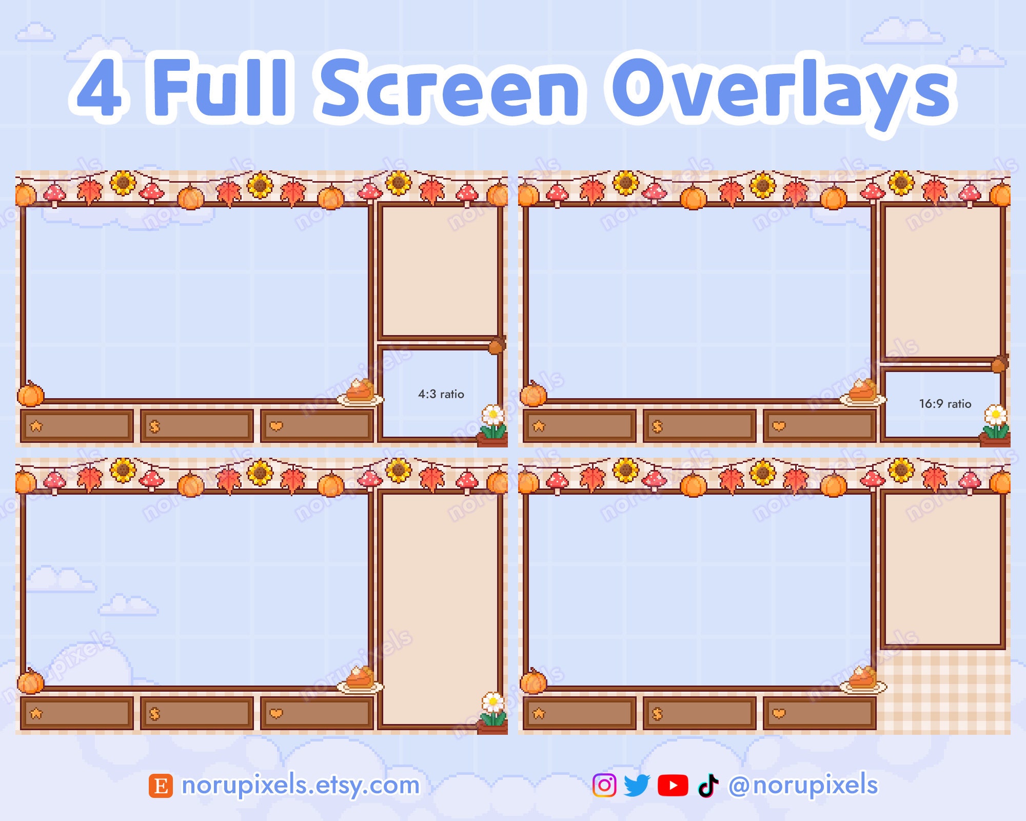 Autumn Pumpkin Pie Twitch Stream Overlay Package | Cozy Fall ...