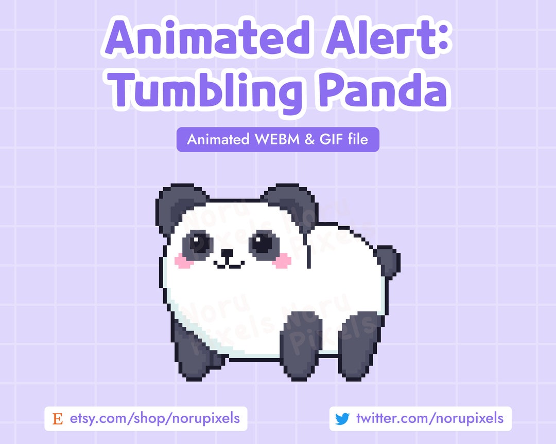 Animated Pixel Panda Twitch Alert | Stream Alert Tumbling Panda | Cute ...