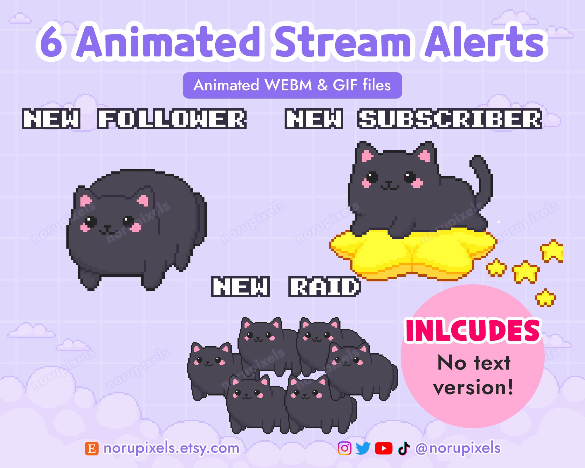 Animated Black Cat Twitch Stream Alerts Pack Stream New Subscriber ...