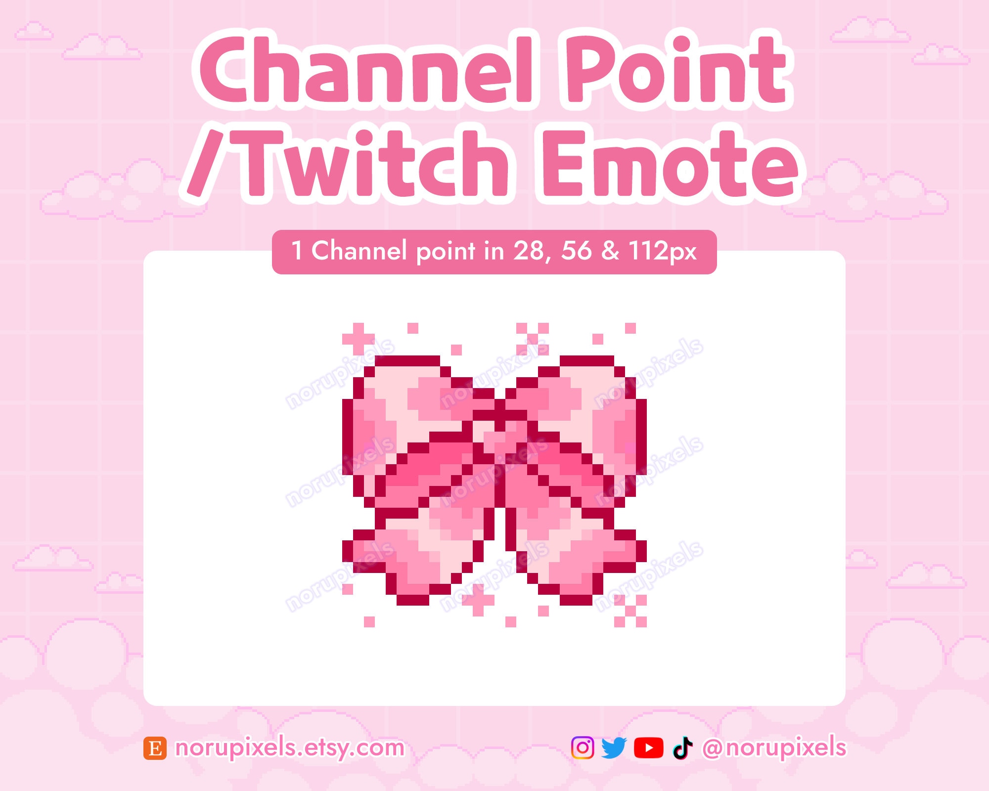 Cute Pink Ribbon Bow Pixel for Twitch Channel Points Icon | Premade ...