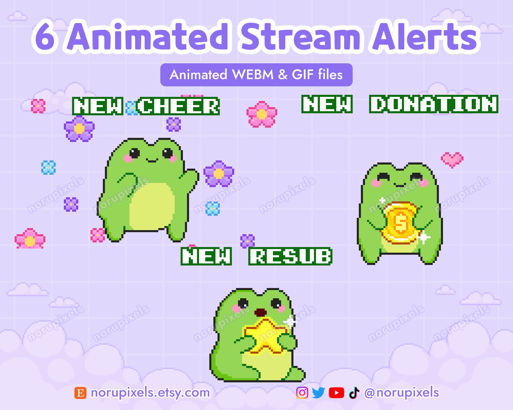 Animated Frog Twitch Stream Alerts Pack Stream New Subscriber Donation ...