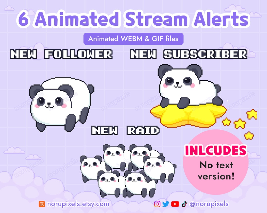 Animated Panda Stream Alerts Pack | Cute Panda Twitch Stream - Etsy