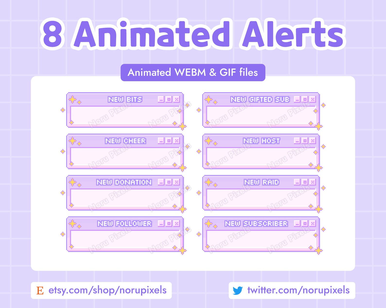 Animated Twitch Stream Alerts Cute Y2K Aesthetic Pixel Window Popup New ...