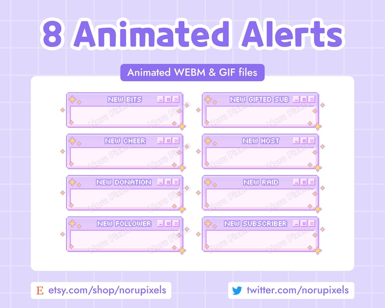 Animated Twitch Stream Alerts Cute Y2K Aesthetic Pixel Window Popup New ...