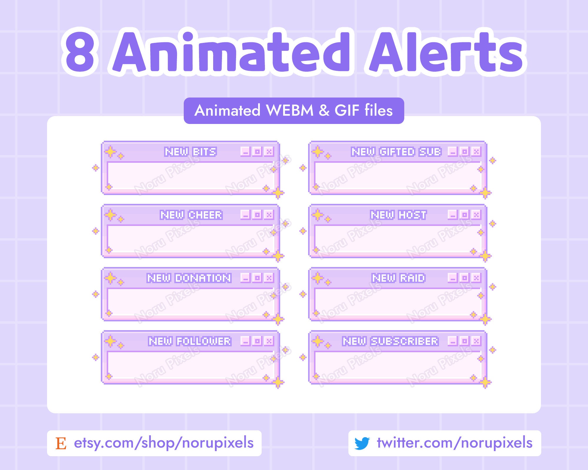 Animated Twitch Stream Alerts Cute Y2K Aesthetic Pixel Window Popup New ...