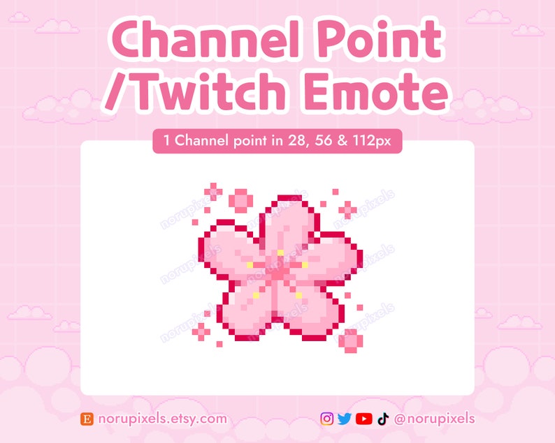 Pink Sakura Cherry Blossom Flower Pixel for Twitch (Instant Download ...