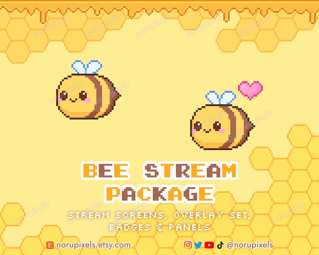 Bee Twitch Stream Overlay Package | Honey Bee Animated Stream Screens ...