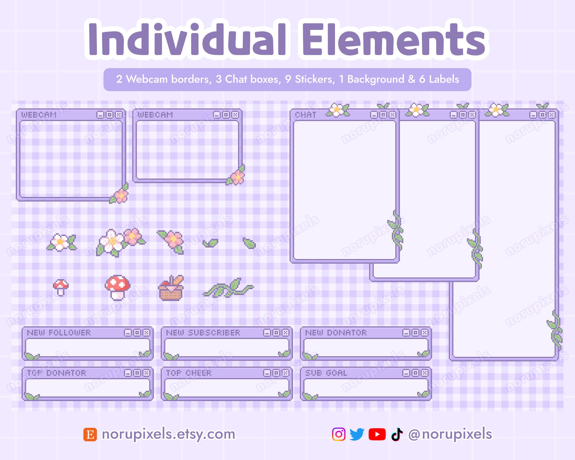 Lavender Cottagecore Stream Overlay Set for Twitch | Forest Aesthetic ...