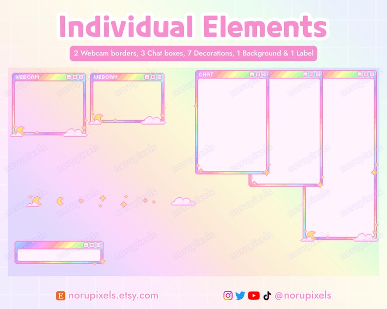 Kawaii Rainbow Aesthetic Stream Overlay Set for Twitch Streams | Webcam ...