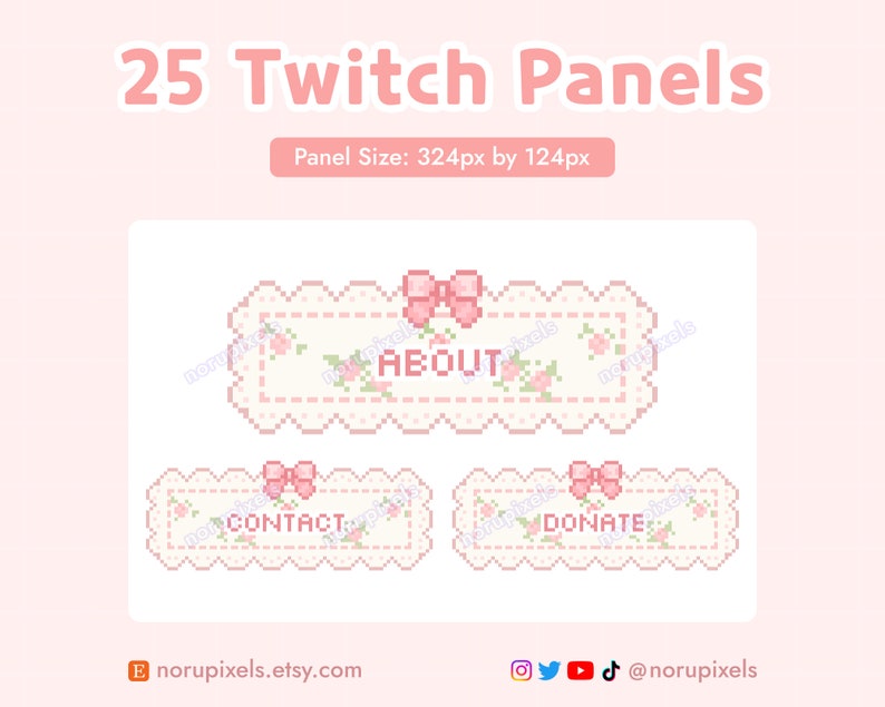Coquette Aesthetic Twitch Panels Ribbon Stream Panels Pixel Art for ...