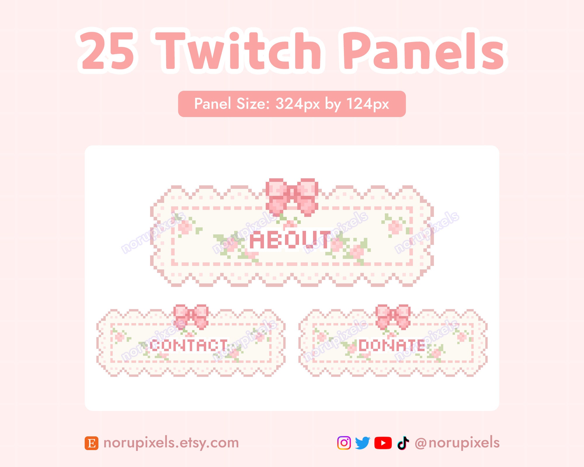 Coquette Aesthetic Twitch Panels | Ribbon Stream Panels | Pixel Art for ...