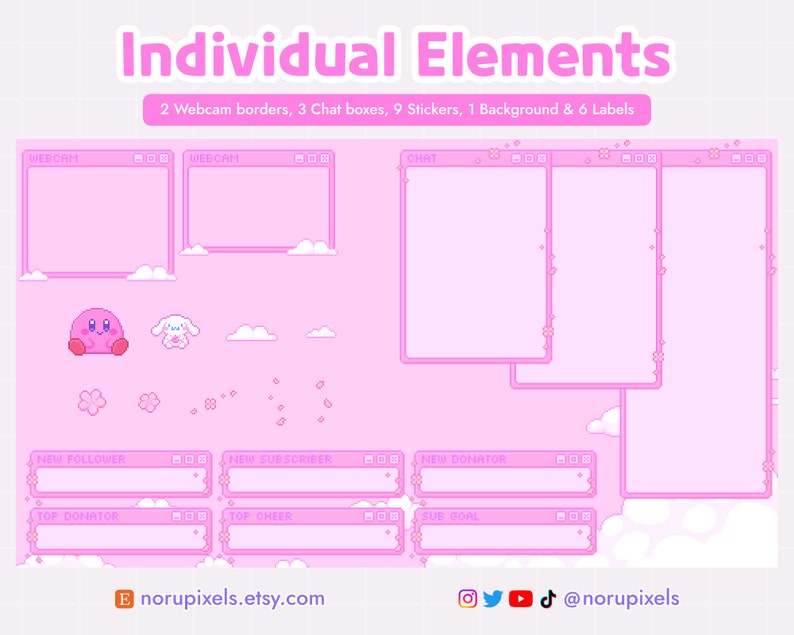 Clouds and Pink Cherry Blossoms Twitch Stream Overlay Set - Etsy