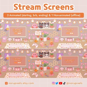 Animated Stream Screens Kawaii Fall Gamer Desk | Halloween Pastel ...