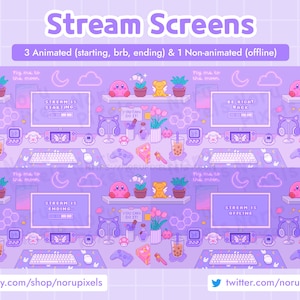 Animated Stream Screens Kawaii Purple Gamer Desk | Aesthetic Cute ...