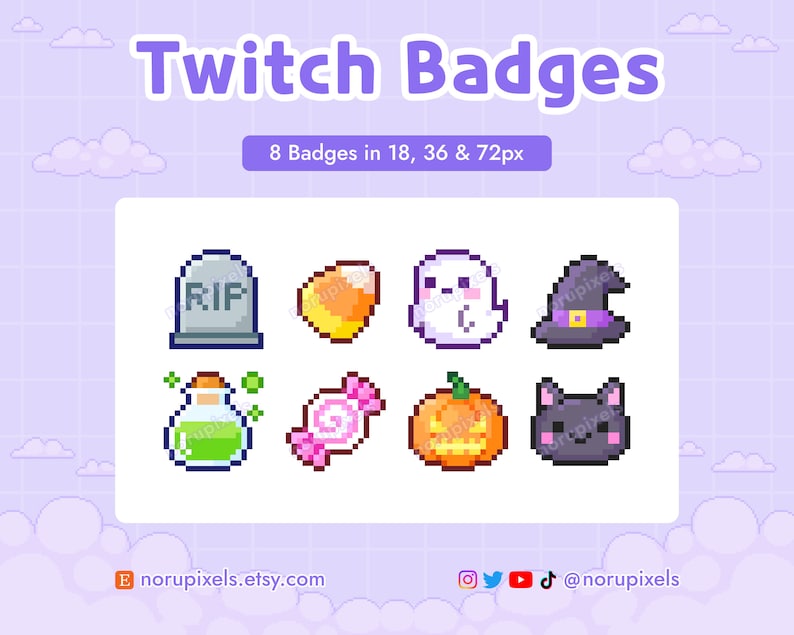 Spooky Halloween Twitch Sub Badges Halloween Bit Badges Pixel Badges ...