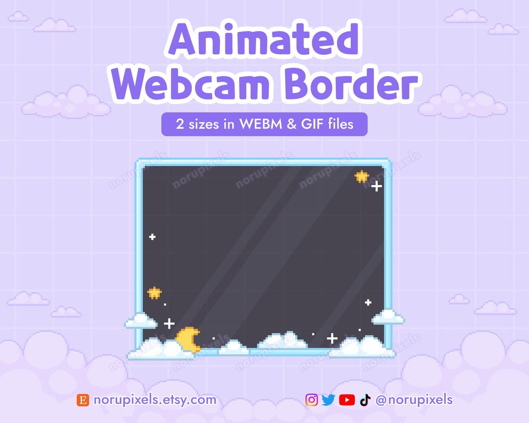Sky Blue Animated Webcam Border for Twitch Stream | Starry Sky Animated ...