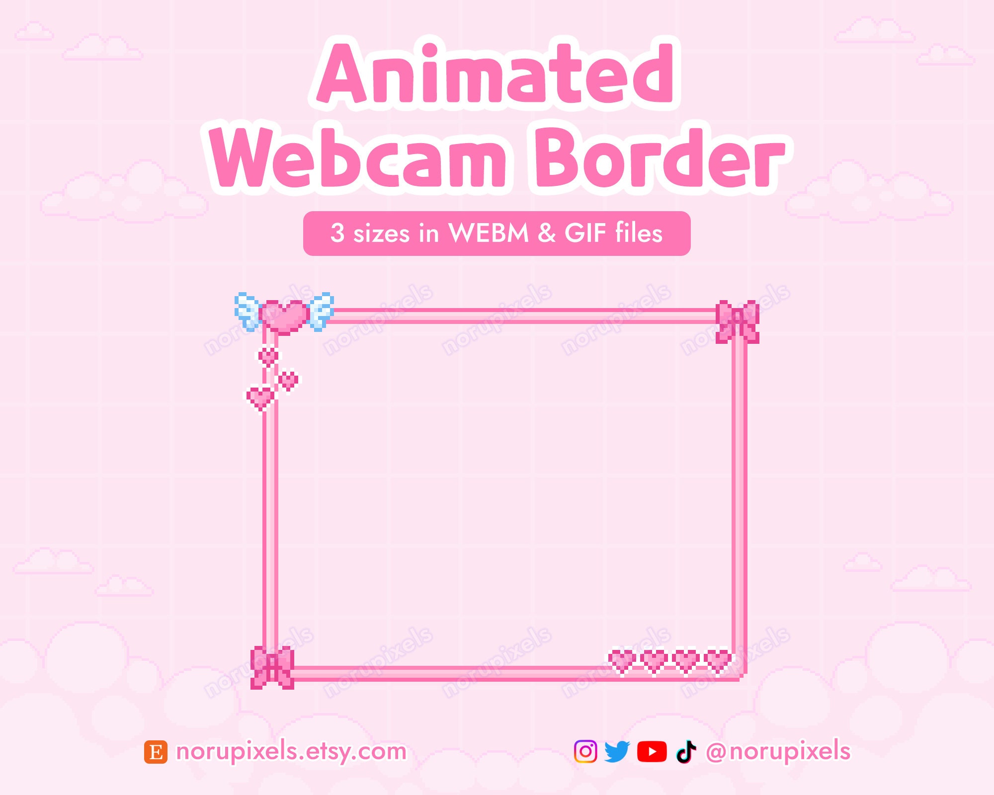 Kawaii Valentines Webcam Border for Twitch Stream | Valentines Twitch ...