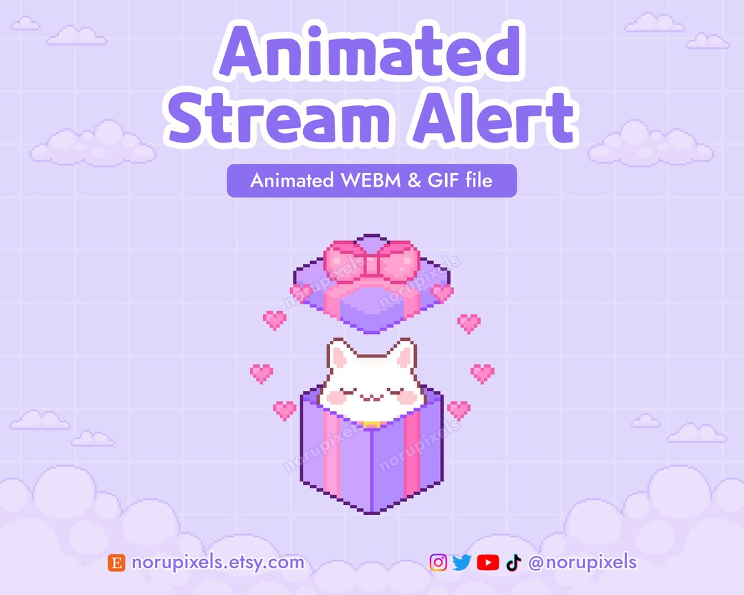 Cute Pixel Gift Cat Stream Alert | Animated Gifted Sub Alert for Twitch ...