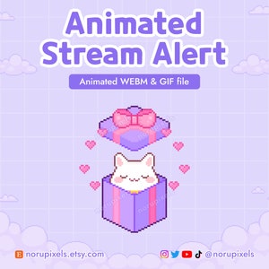 Cute Pixel Gift Cat Stream Alert | Animated Gifted Sub Alert for Twitch ...