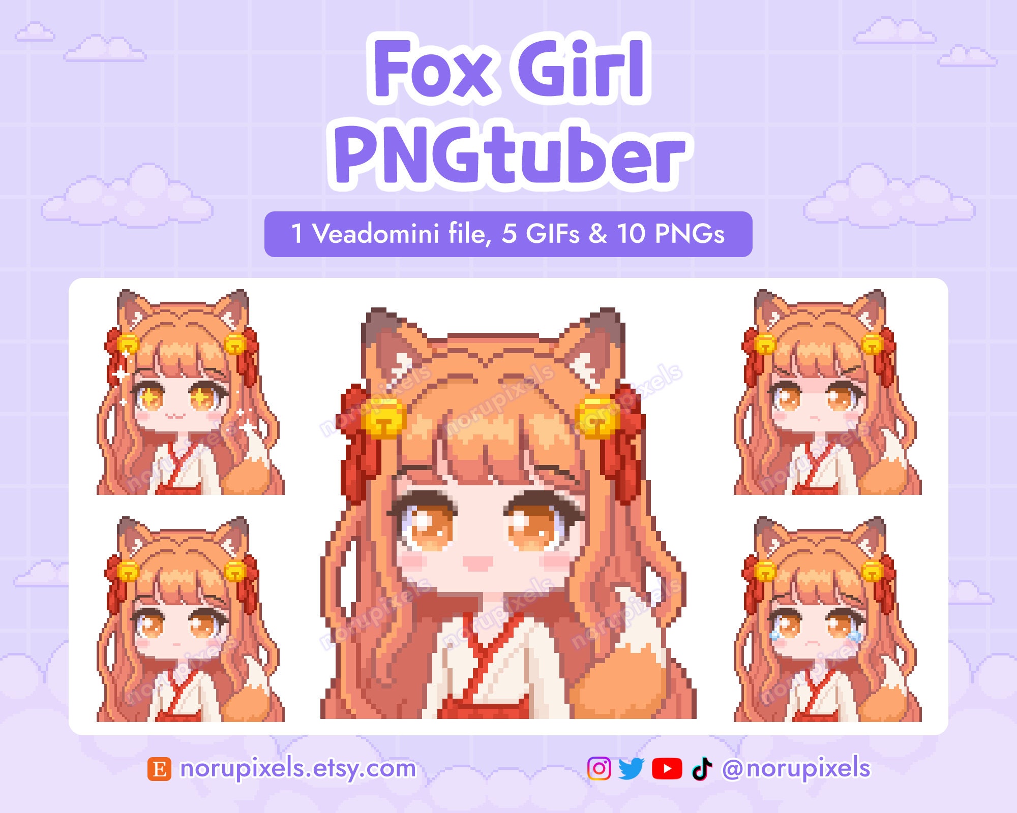 Fox Girl Chibi Pngtuber Veadotube Mini for Twitch Streamer Girl PNG ...