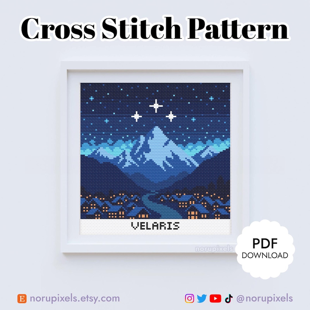 ACOTAR Velaris Cross Stitch Pattern PDF | Starry Night Sky Cross Stitch ...