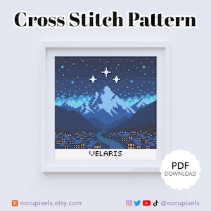 ACOTAR Velaris Cross Stitch Pattern PDF | Starry Night Sky Cross Stitch ...