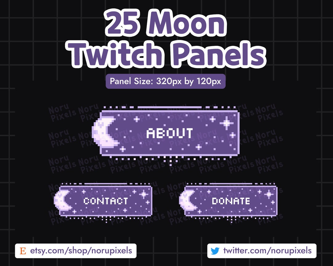 Pixel Moon Twitch Panels Celestial Moon Stream Panels 8 - Etsy