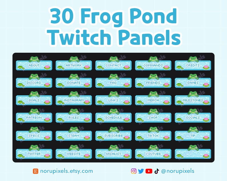 Frog Pond Twitch Panels Cute Frog Stream Panels Pixel Art for Twitch ...
