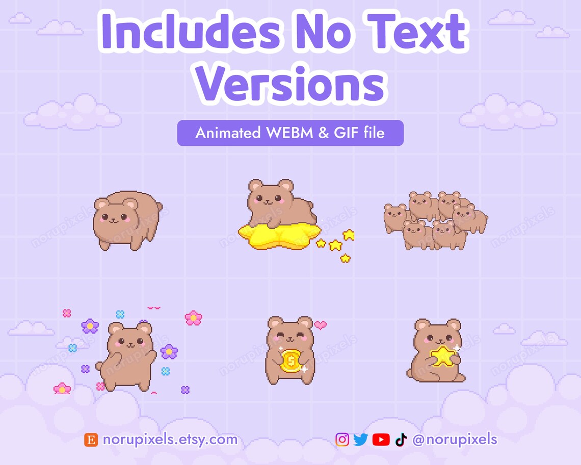 Animated Brown Bear Twitch Stream Alerts Pack | Cute Bear Stream Alerts ...
